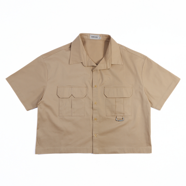WORKWEAR BOXY CROPPED POLO IN PEANUT – CHC CO.