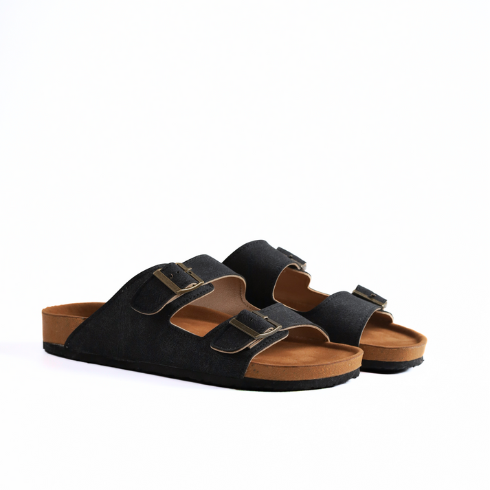 CLASSIC TWO STRAP SANDALS IN CHARCOAL BLACK – CHC CO.